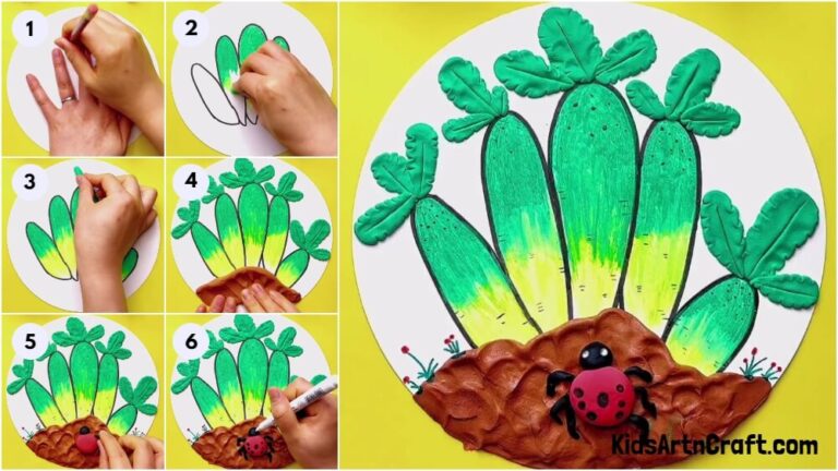 Easy to Make Cactus Desert Artwork Craft Using Clay - Kids Art & Craft