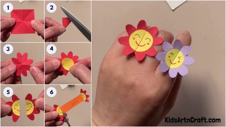 Easy to Make Flower Paper Rings For Kids - Kids Art & Craft