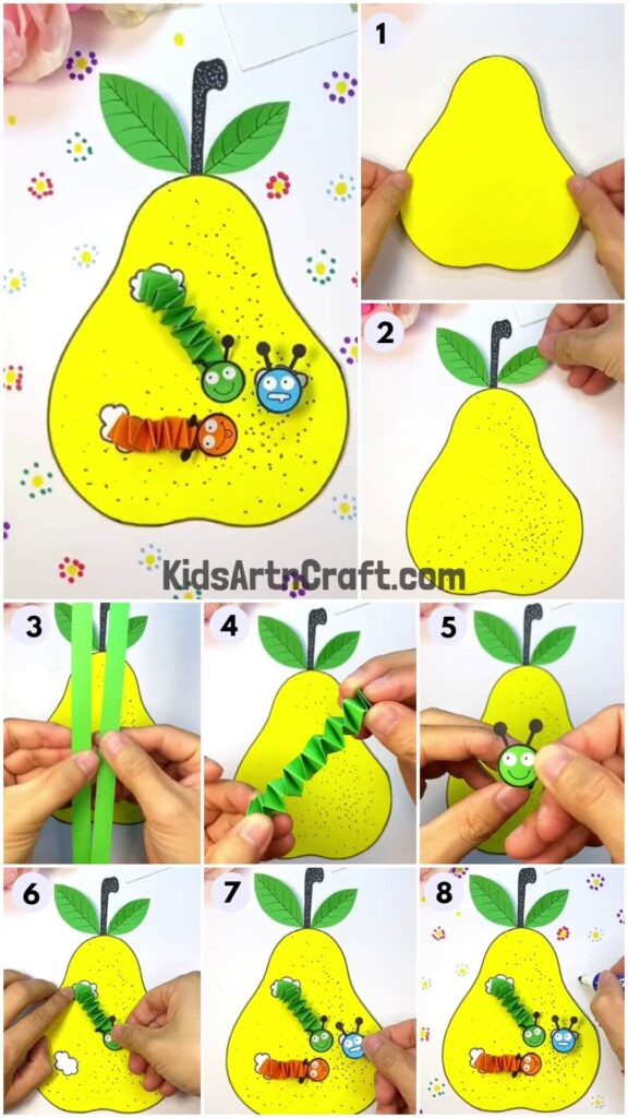 Easy To Make Pear-Fruit Worm Craft Tutorial For Kids - Kids Art & Craft