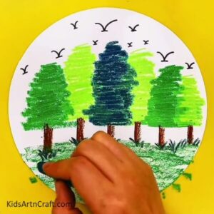Easy To Make Tree Scenery Using Oil Pastels Tutorial For Kids - Kids ...