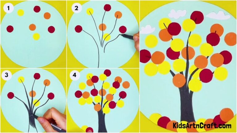 Easy Paper Tree Drawing Craft Step-by-step Tutorial - Kids Art & Craft