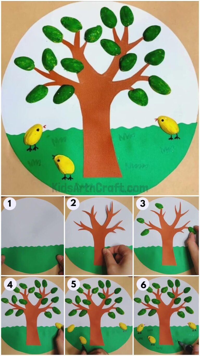 Easy Tree Craft Using Pistachio Shell Tutorial For Beginners - Kids Art ...