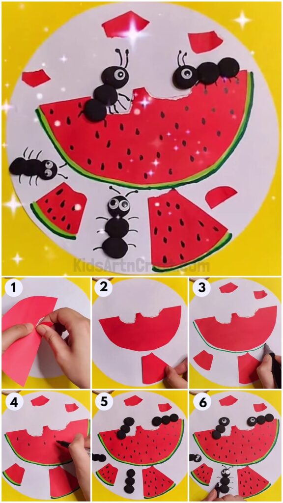 Watermelon Eating Ants Art and Craft Tutorial For Kids - Kids Art & Craft