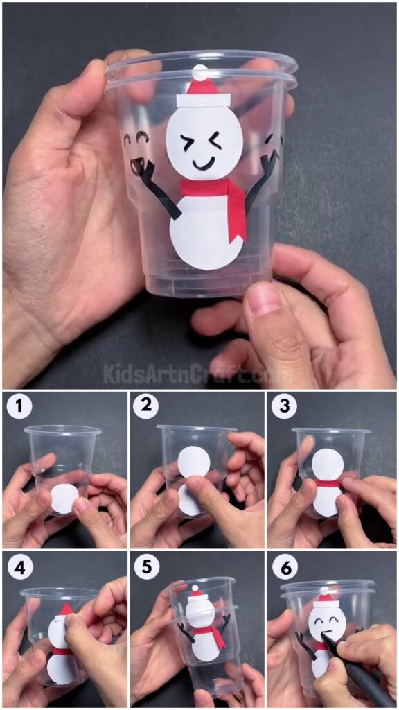 Emotion Changing Snowman Craft on Disposable Glass - Kids Art & Craft