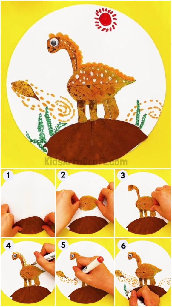 Fall Leaves Dinosaur Landscape Craft Tutorial For Kids - Kids Art & Craft