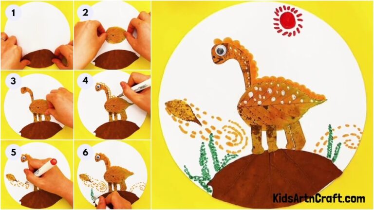 Fall Leaves Dinosaur Landscape Craft Tutorial For Kids - Kids Art & Craft
