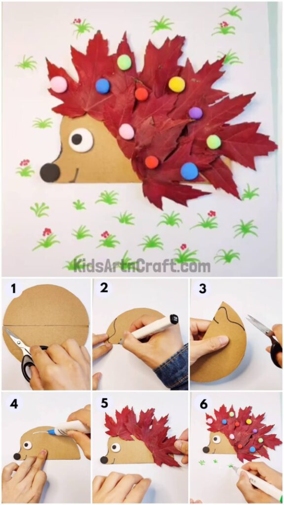 Fall leaves Fun Hedgehog Craft Tutorial For Kids - Kids Art & Craft