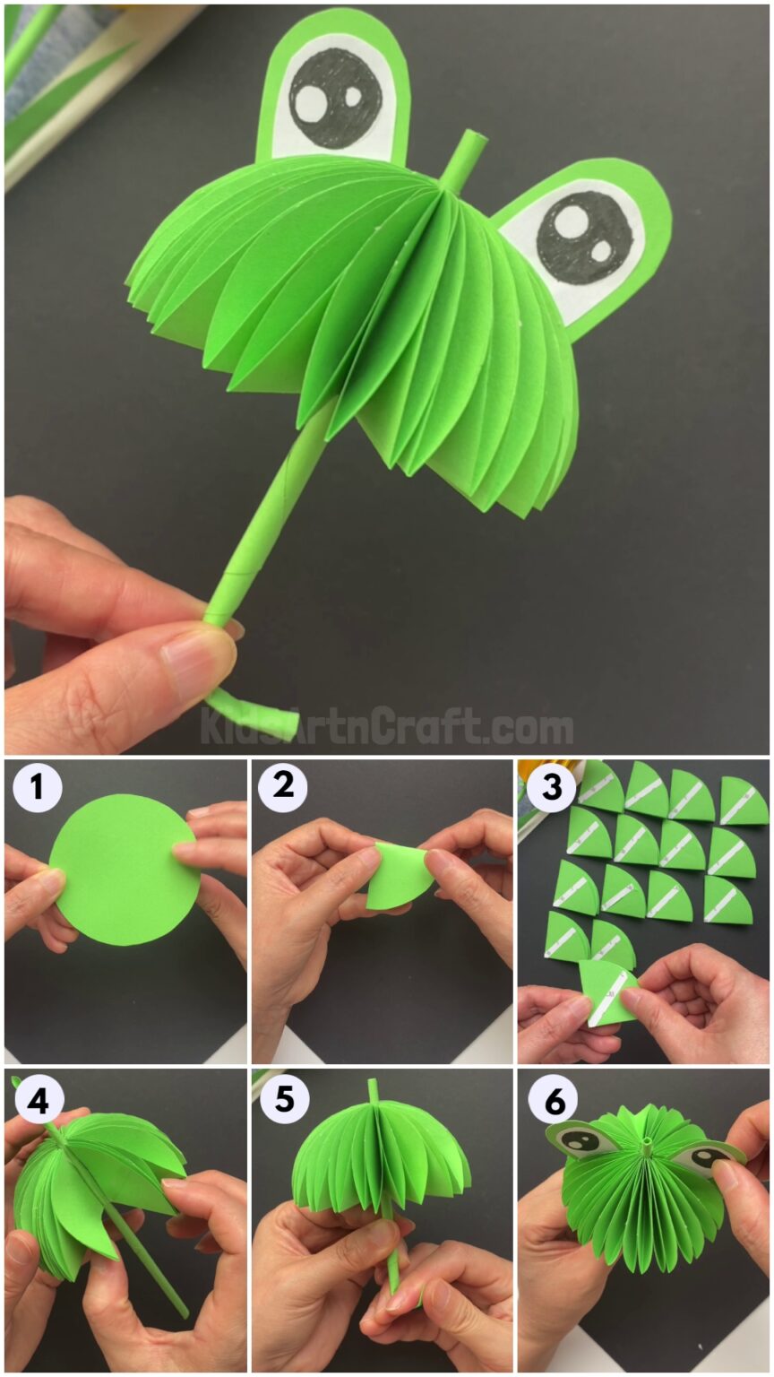 Frog Shaped Paper Umbrella Kids Craft For Kids - Kids Art & Craft