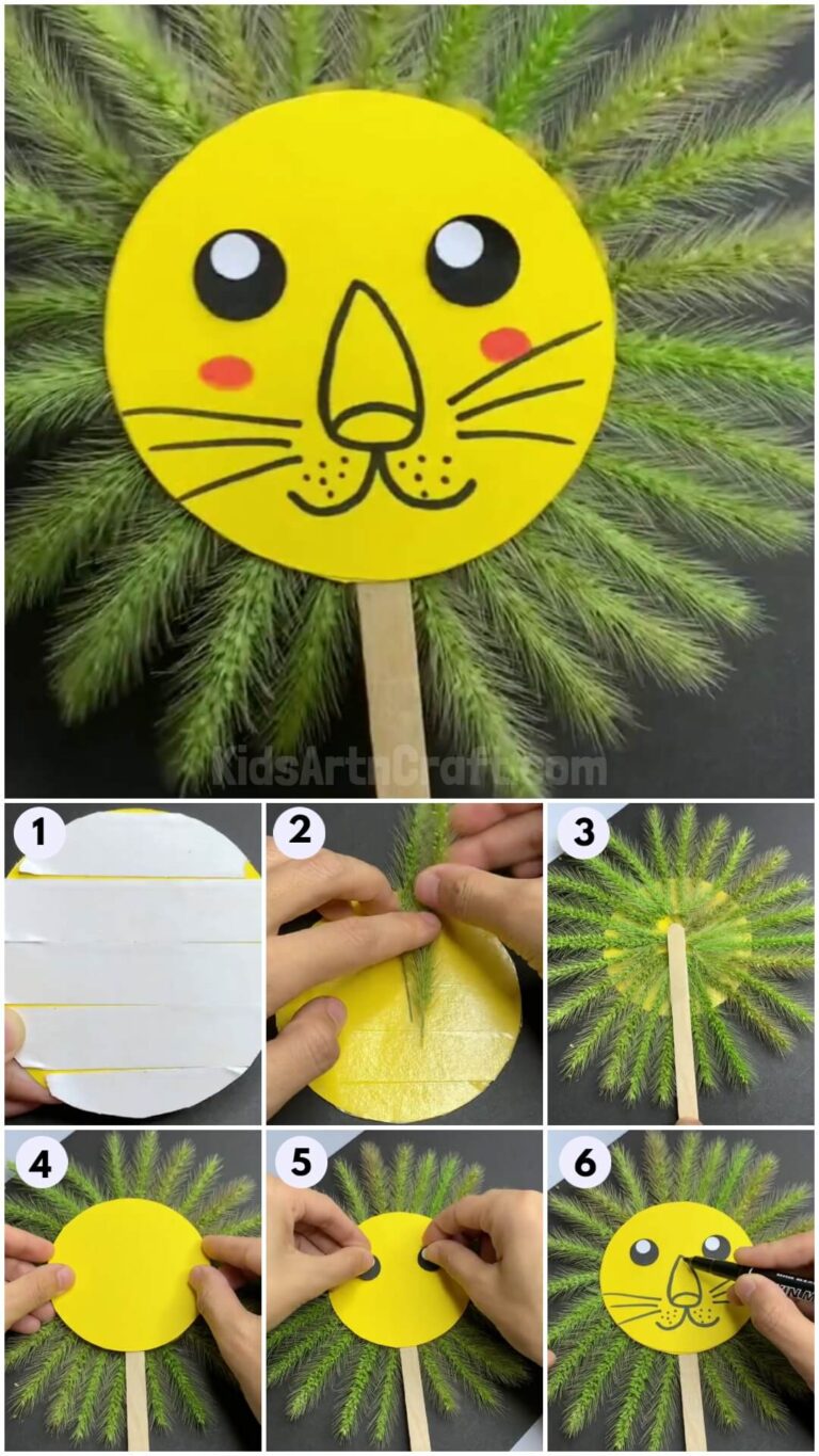 Green Wheat And Paper Lion Craft For Kids - Kids Art & Craft