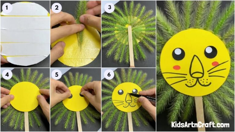 Green Wheat And Paper Lion Craft For Kids - Kids Art & Craft