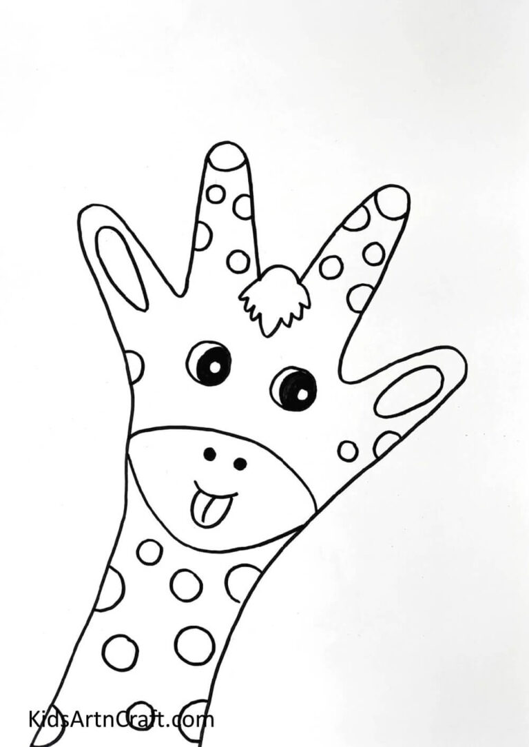 Fun & Easy Giraffe Handprint Drawing for Kids - Kids Art & Craft