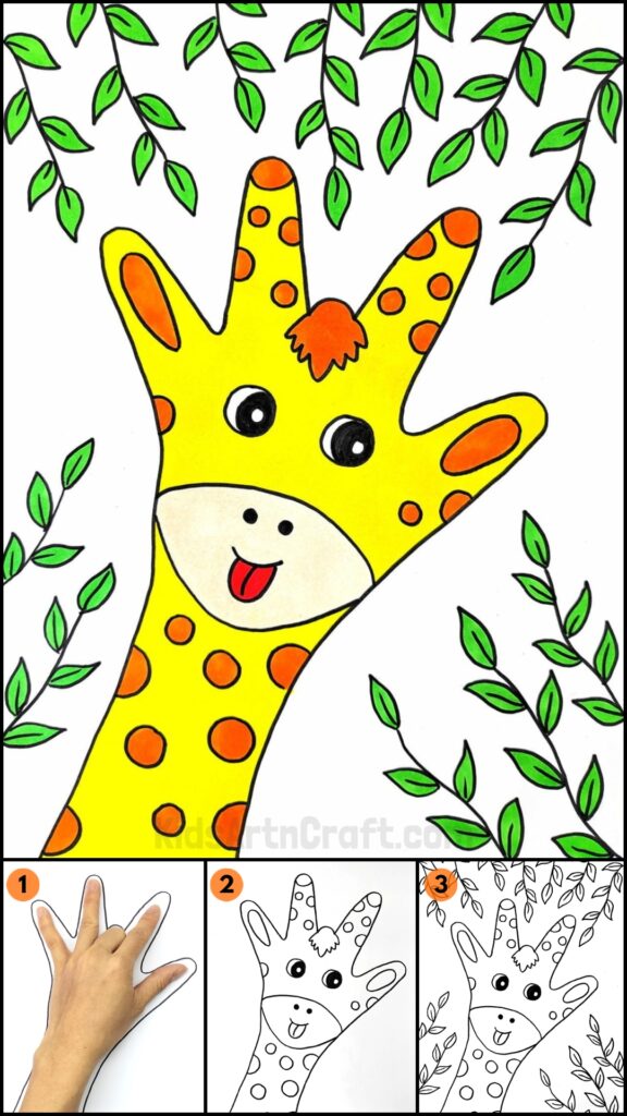 Fun & Easy Giraffe Handprint Drawing for Kids - Kids Art & Craft