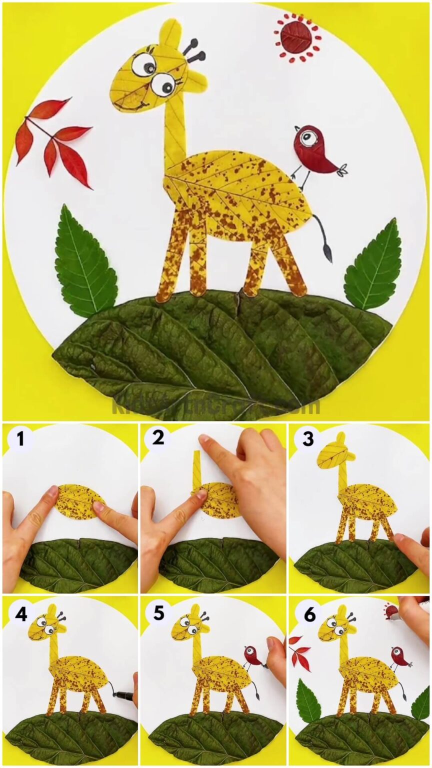 Giraffe and Bird Leaf Craft Tutorial For Kids - Kids Art & Craft