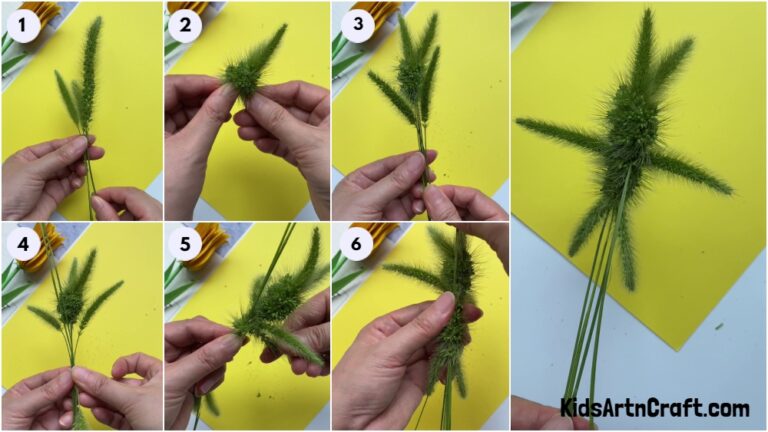 Green Foxtail Scarecrow Craft Tutorial for Kids - Kids Art & Craft