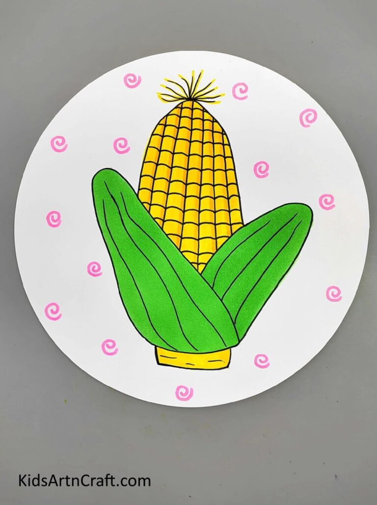 Handprint Corn Drawing easy Tutorial For Kids - Kids Art & Craft