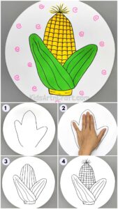Handprint Corn Drawing easy Tutorial For Kids - Kids Art & Craft