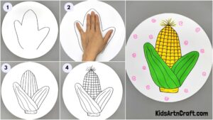Handprint Corn Drawing easy Tutorial For Kids - Kids Art & Craft