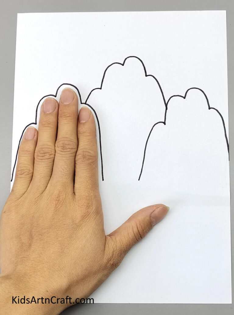 Handprint mountain scenery Easy Drawing for kids - Kids Art & Craft