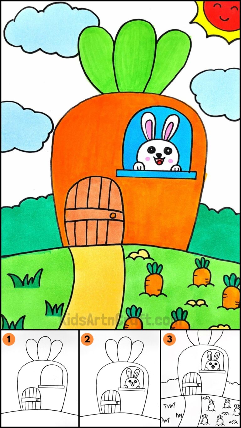 How to Draw a Bunny House Easy Drawing Tutorial - Kids Art & Craft