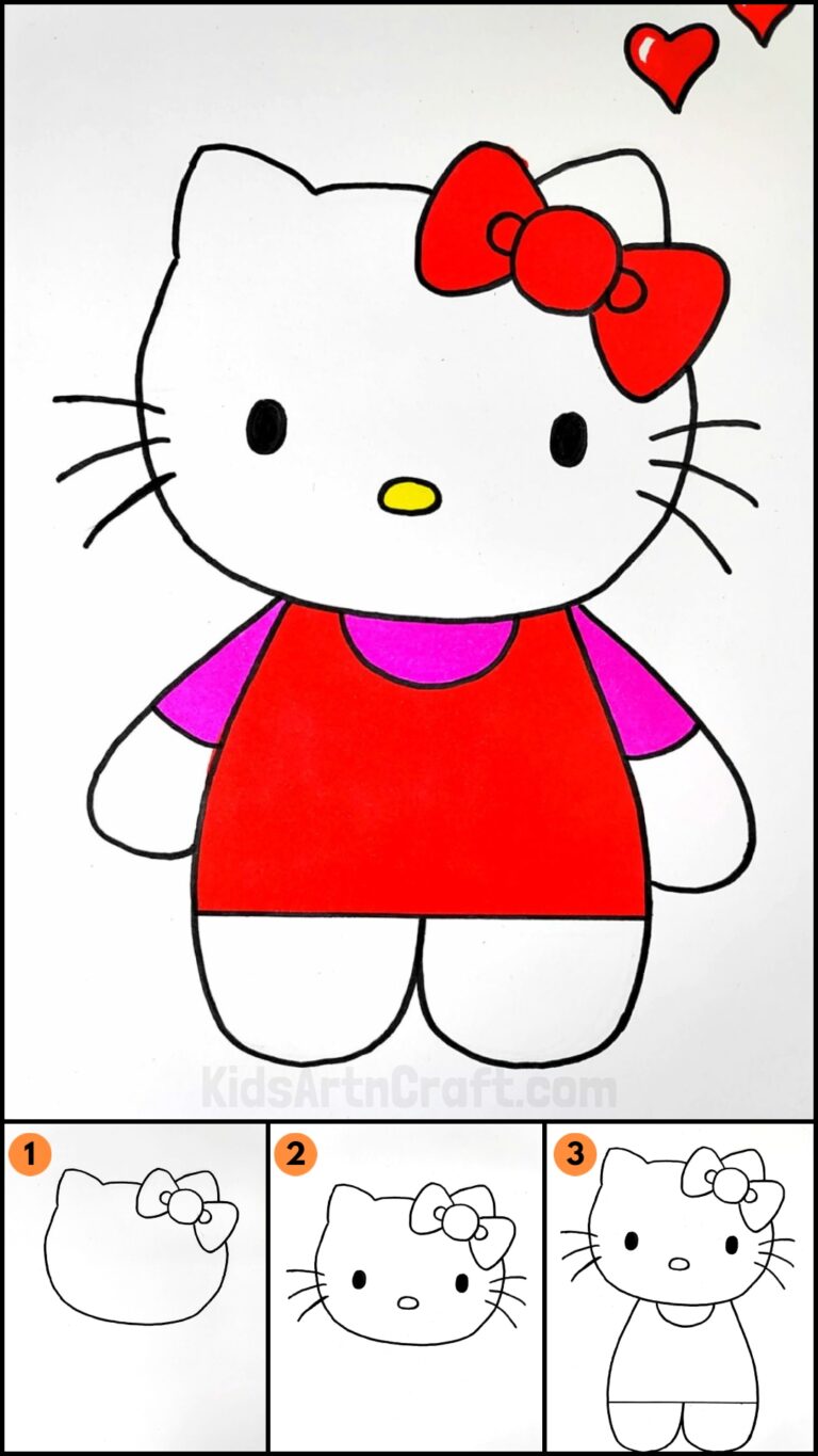 How to Draw Cute Kitty Easy Tutorial for kids - Kids Art & Craft