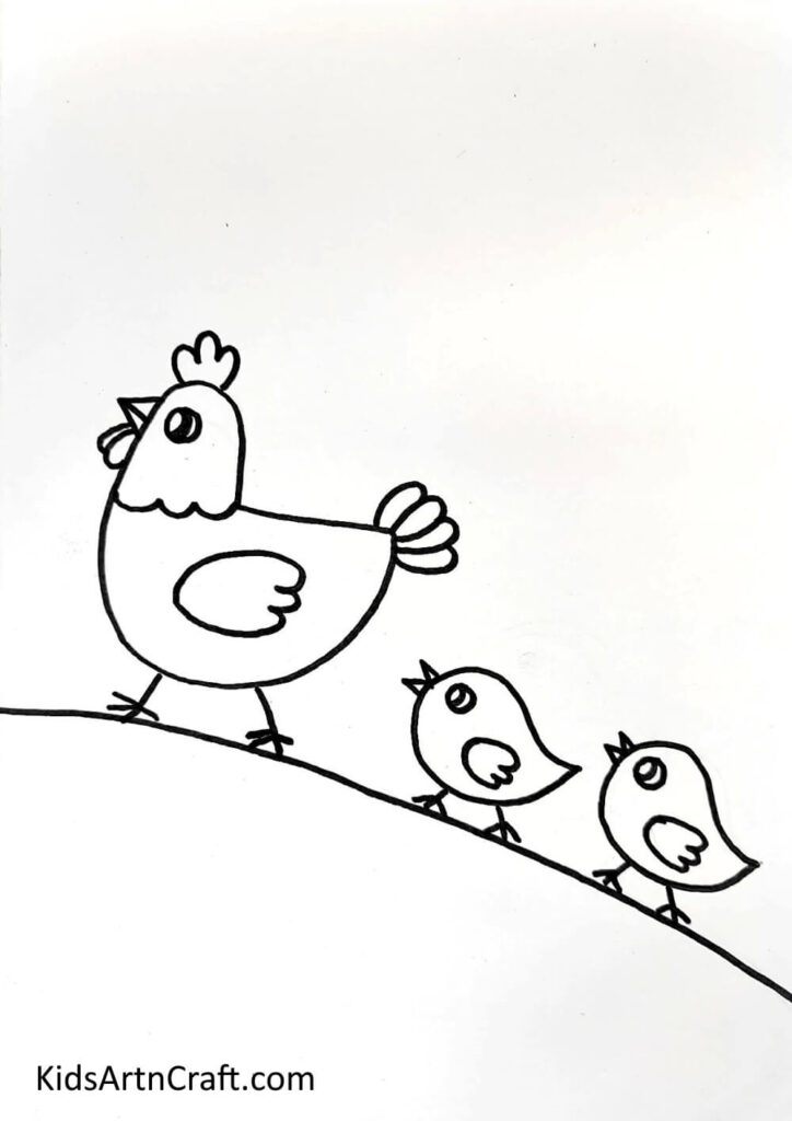 How to Draw Hen and Chick Easy Drawing for Beginners - Kids Art & Craft