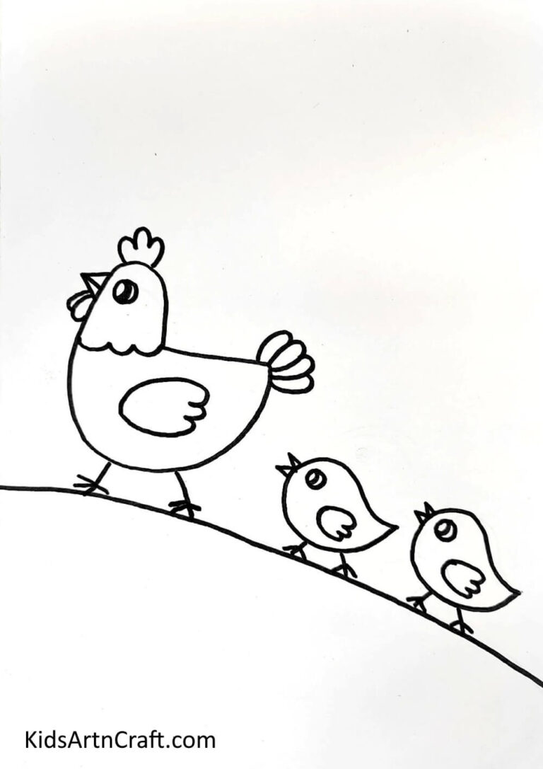 How to Draw Hen and Chick Easy Drawing for Beginners - Kids Art & Craft