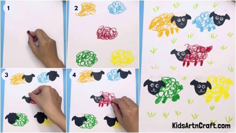 How to Draw herd of Sheep Easy Tutorial for kids - Kids Art & Craft
