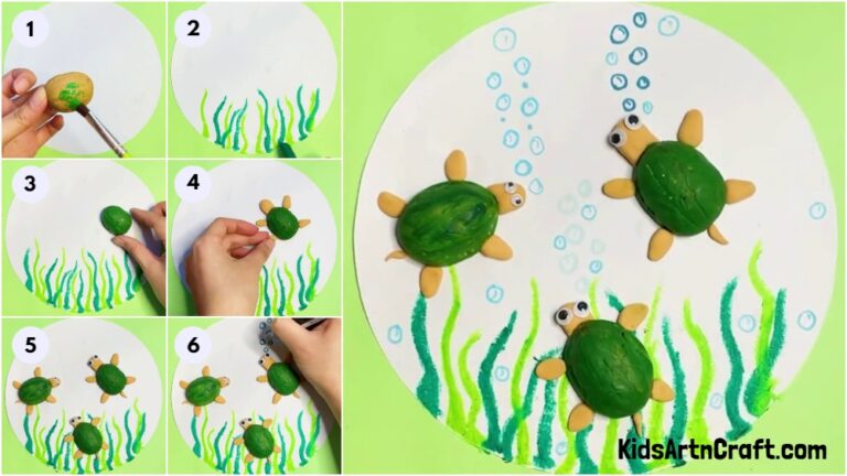 How To Learn Turtle From Walnut Shell Craft Tutorial - Kids Art & Craft