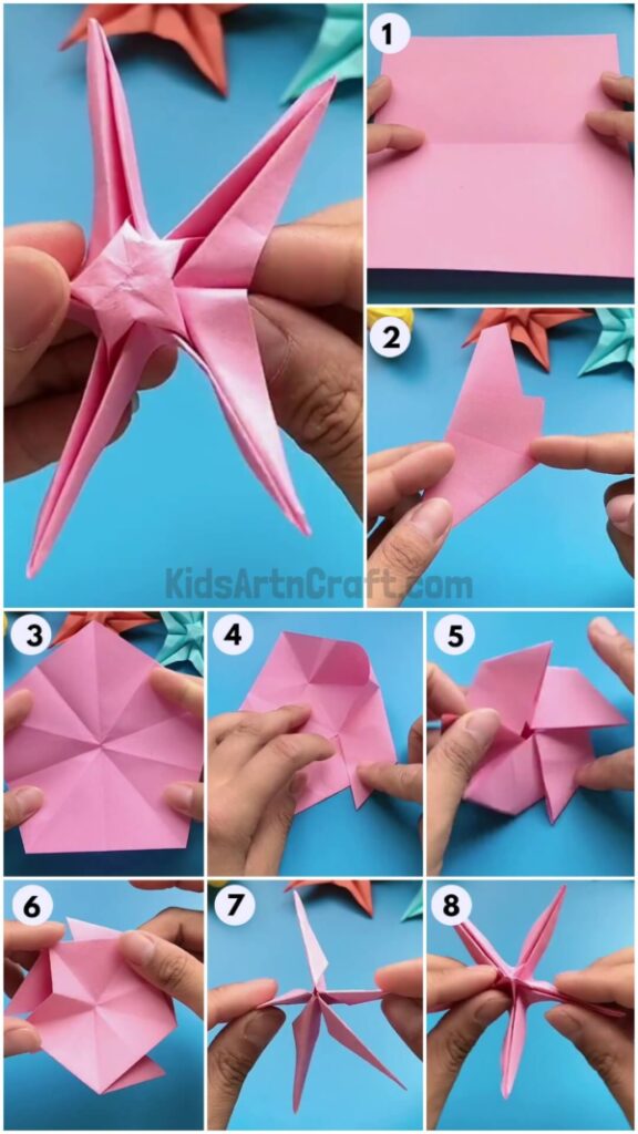Origami Star Flower Easy Step-by-Step Tutorial - Kids Art & Craft