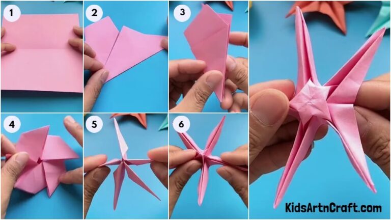 Origami Star Flower Easy Step-by-Step Tutorial - Kids Art & Craft