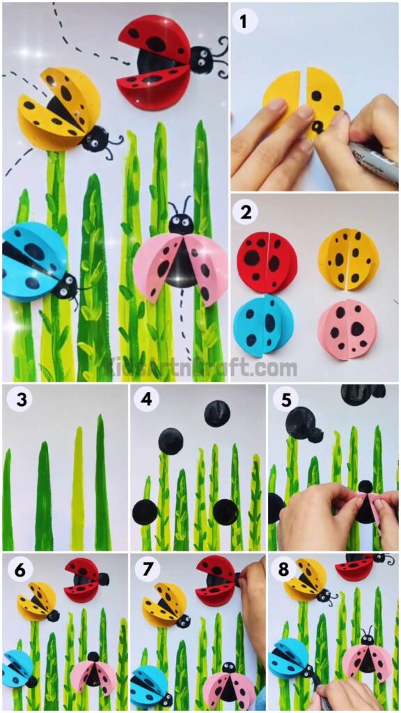 How to Make Beautiful Paper Ladybug Tutorial for kids - Kids Art & Craft