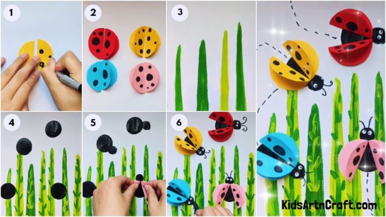 How to Make Beautiful Paper Ladybug Tutorial for kids - Kids Art & Craft