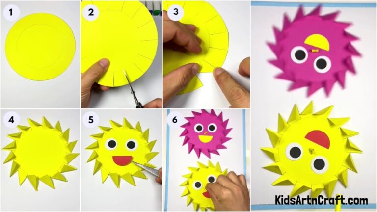 How to Make Spinning Paper Sun Toy For Kids - Kids Art & Craft