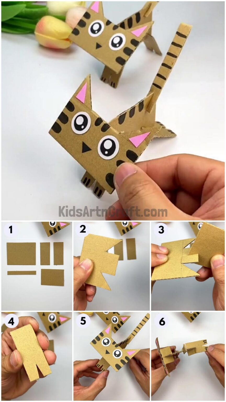 How to Make Cardboard Cat Tutorial For Kids - Kids Art & Craft