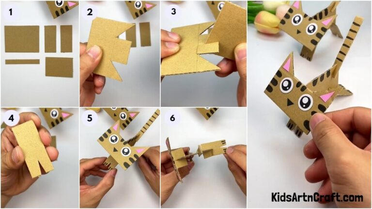 How to Make Cardboard Cat Tutorial For Kids - Kids Art & Craft
