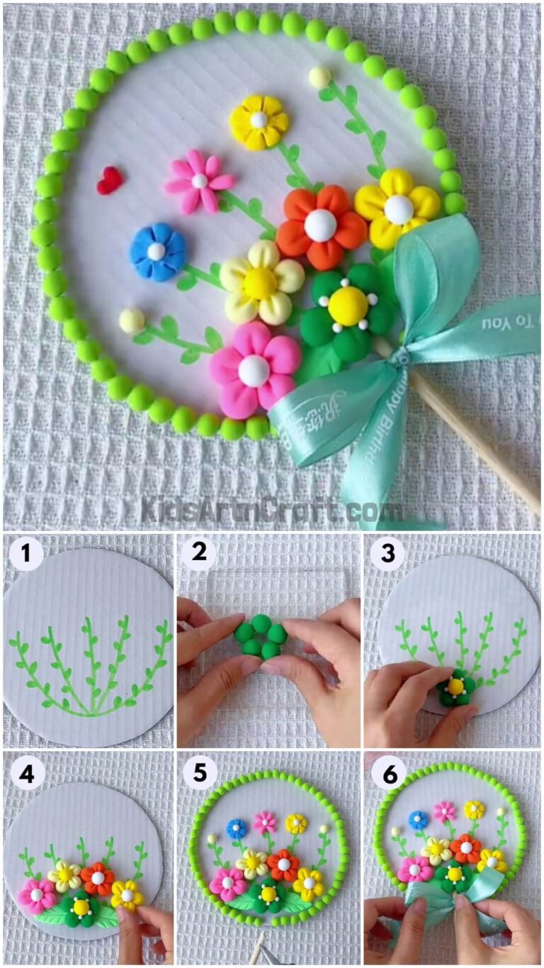 How to Make Clay Flowers Artwork for Beginners - Kids Art & Craft