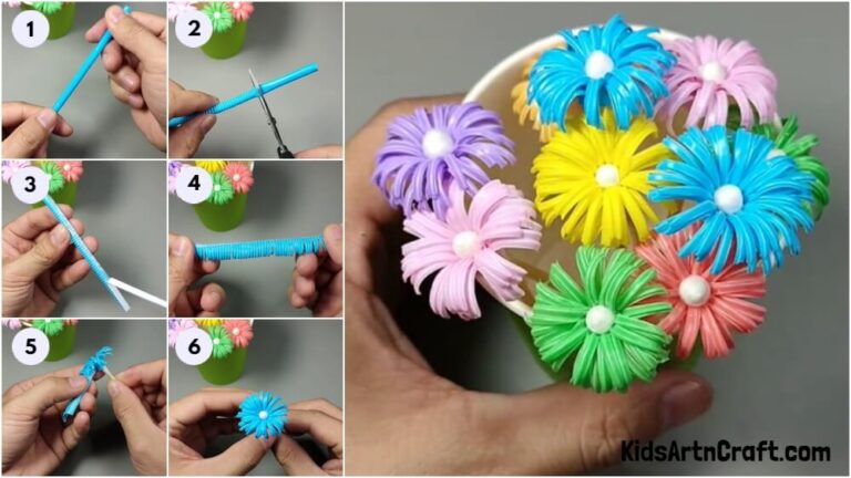 Drinking Straw Flower Craft Tutorial - Kids Art & Craft