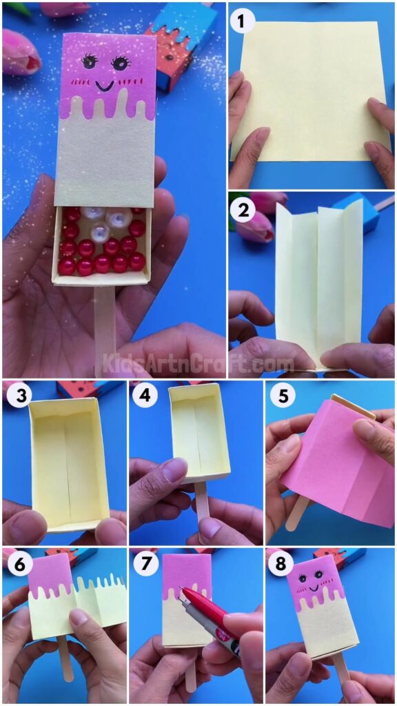 How to make Easy paper Ice Cream box For kids - Kids Art & Craft