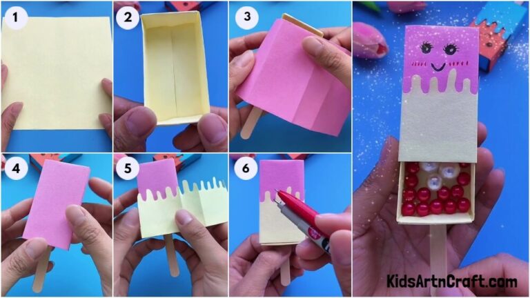 How to make Easy paper Ice Cream box For kids - Kids Art & Craft