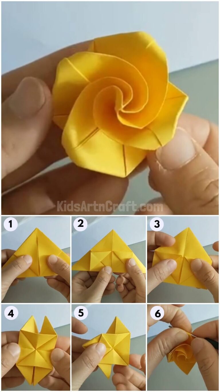 How to Make Origami Rose Easy Tutorial For Beginners - Kids Art & Craft