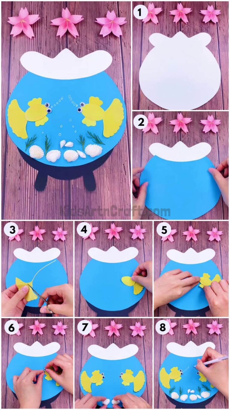 How to make Paper Aquarium Tutorial for preschoolers - Kids Art & Craft