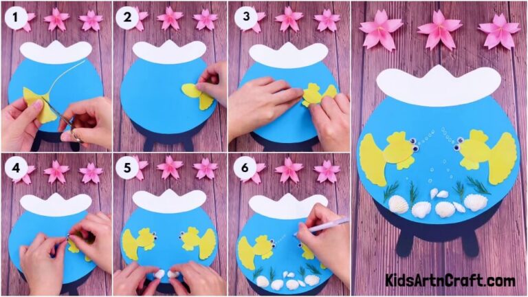 How to make Paper Aquarium Tutorial for preschoolers - Kids Art & Craft