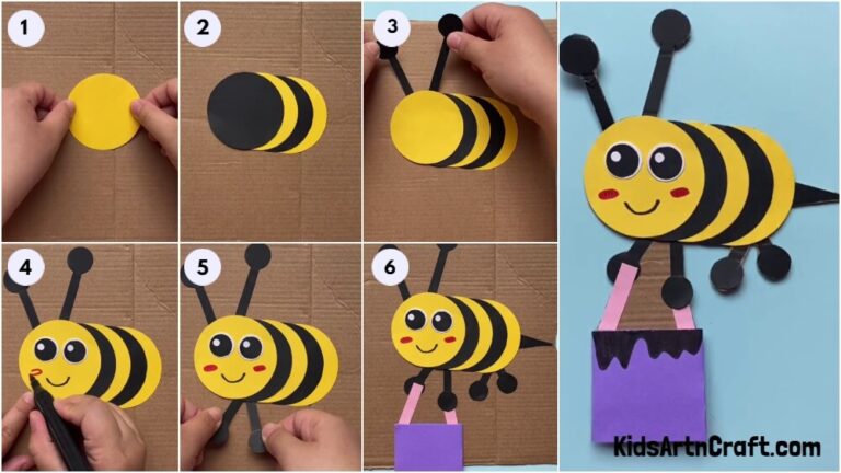 How To Make Paper Bee Easy Craft for Kids - Kids Art & Craft