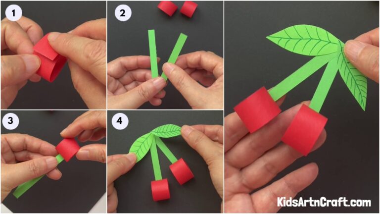 How to make Paper cherry Easy Tutorial for Kids - Kids Art & Craft