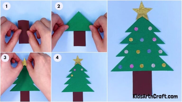 How To Make Paper Christmas Tree for Decorations - Kids Art & Craft