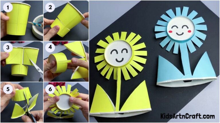How to make Paper cup sunflower crafts for kids - Kids Art & Craft