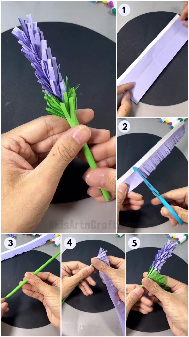 How to Make Paper Lavender Flower Easy Tutorial - Kids Art & Craft