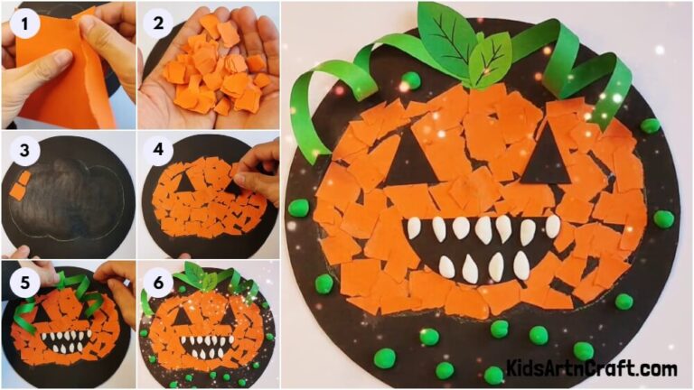 How to Make Paper Pumpkin Craft Step by Step Tutorial - Kids Art & Craft