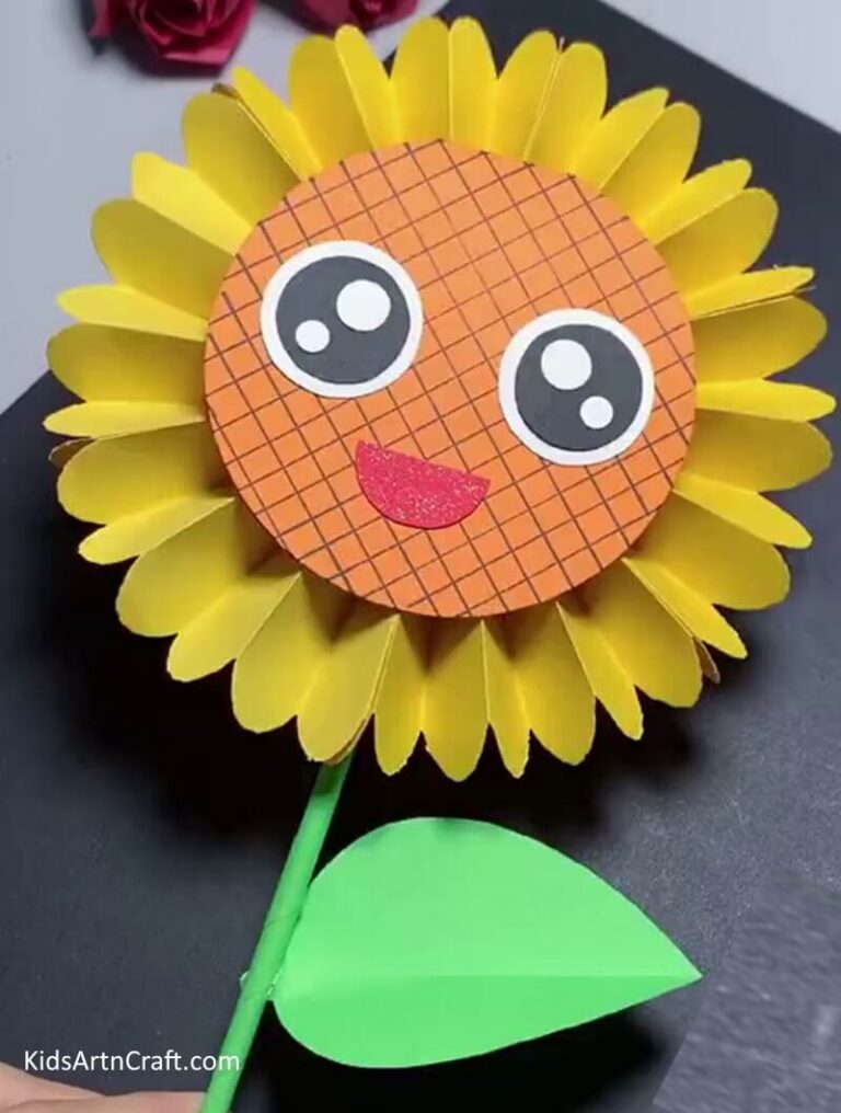 How to Make Paper Sunflower Craft with Face for kids - Kids Art & Craft