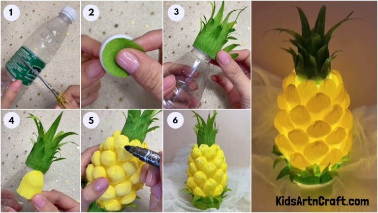 How to Make Pineapple Hanging Lamp from Plastic Bottle - Kids Art & Craft